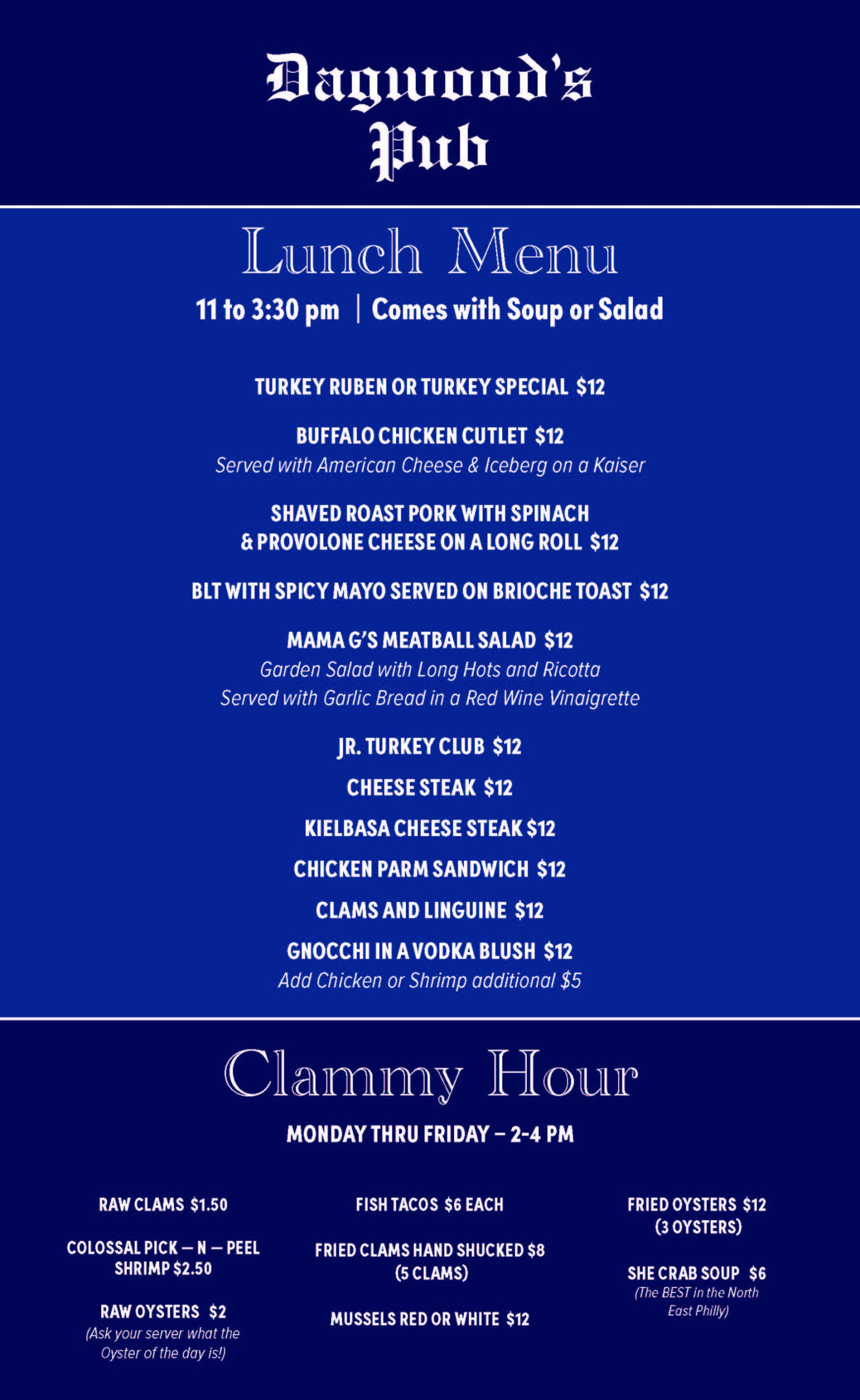 Lunch Menu Dagwood s Pub Lunch Menu Dagwood s Pub